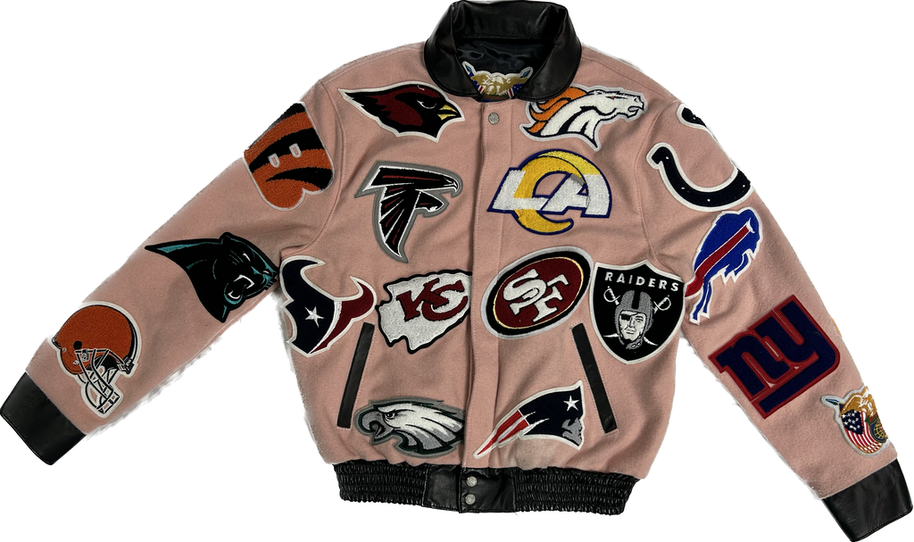 NFL COLLAGE WOOL & LEATHER JACKET Pink – DROP-SHOP